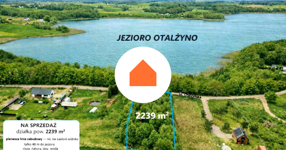 Sprzedam działkę 2239 m² nad jeziorem ul. Otalżyńska, Jeleńska Huta